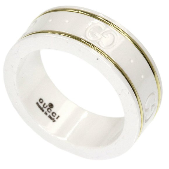 Gucci | Jewelry | Gucci Icon Ceramic 9 Ring K8 Yellow Gold Ladies ...